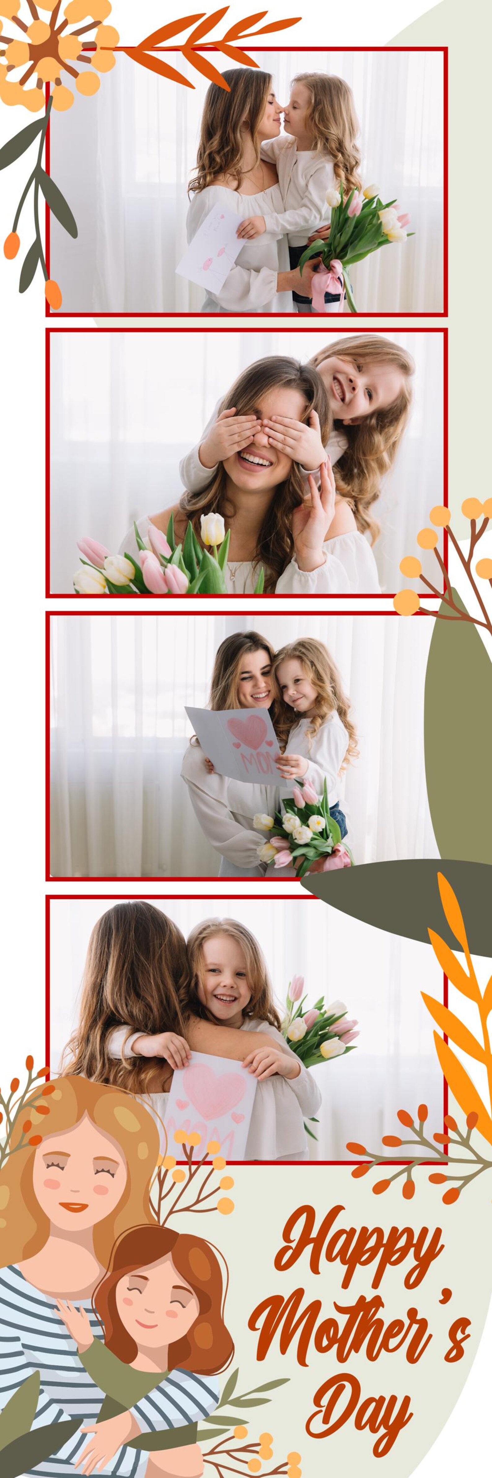 Mother’s Day Photo Booth Template 2x6 | Editable Floral Overlay PSD ...