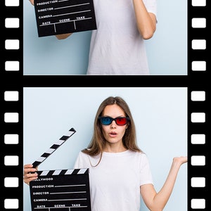 Movie Night Photo Booth Template 4x6 | Editable Film Strip Overlay PSD ...