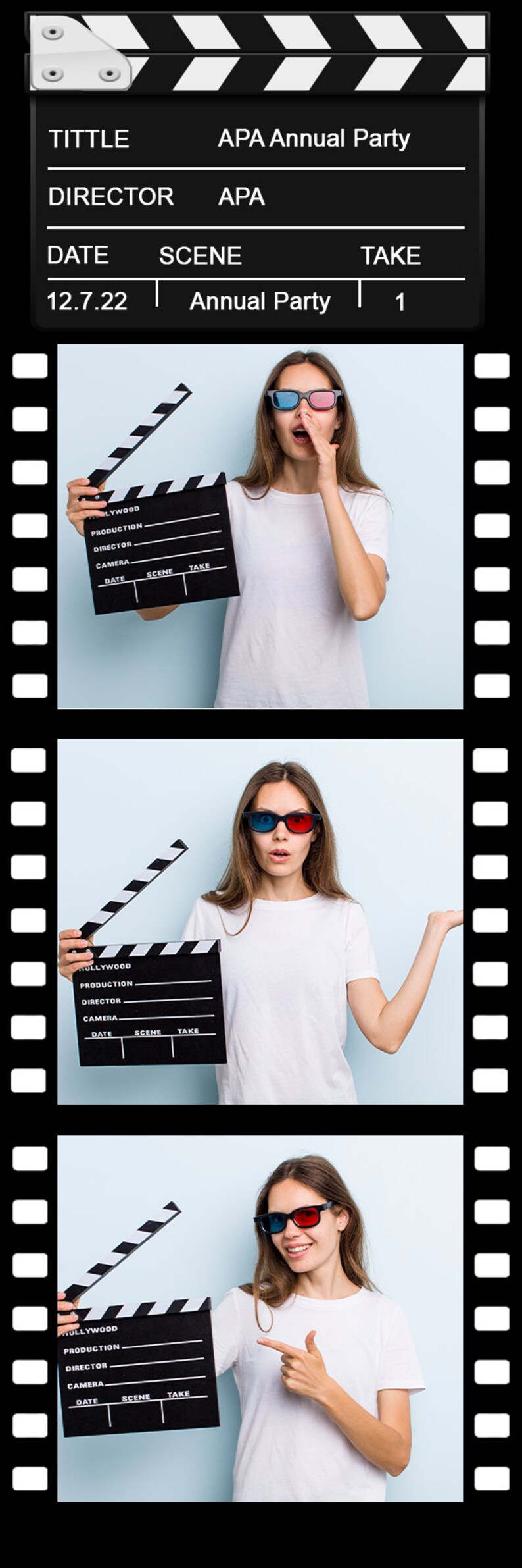 Movie Night Photo Booth Template 4x6 | Editable Film Strip Overlay PSD ...