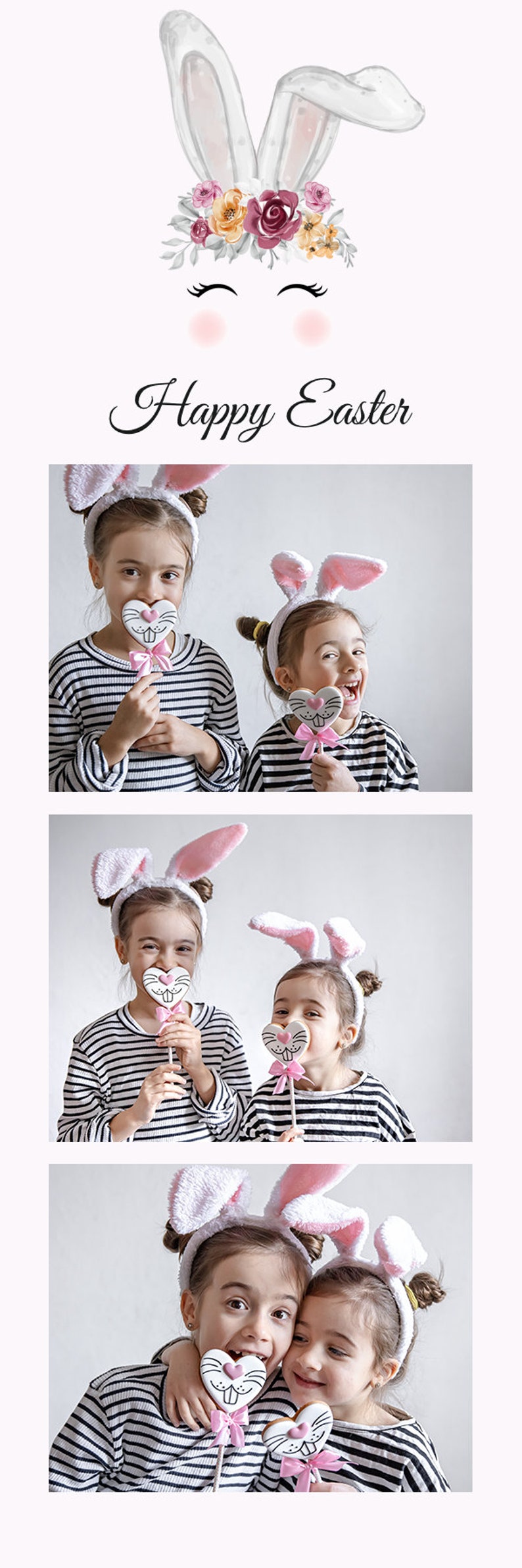 Easter Photo Booth Template, Photobooth Bunny, Eggs Frame, Love, 2x6 ...