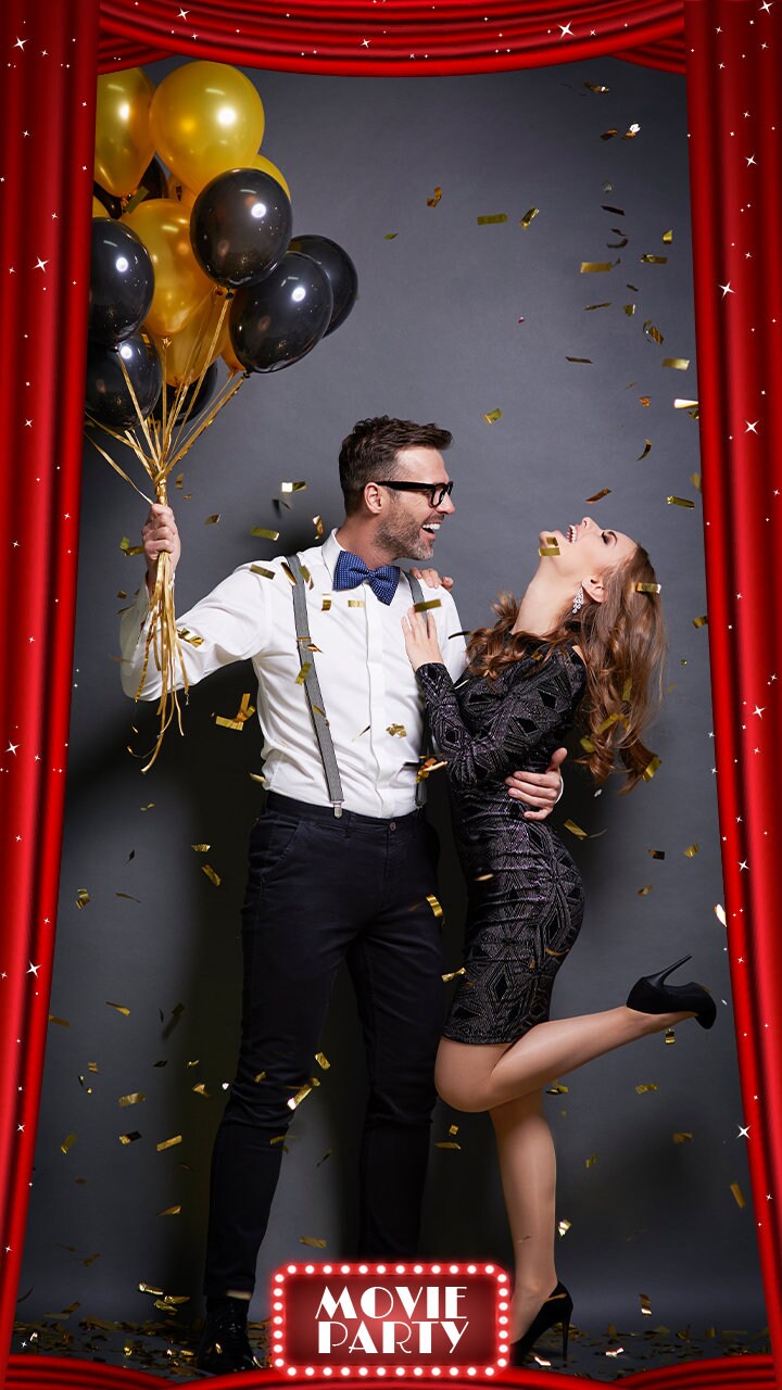 Movie 360 Photo Booth Overlay, Birthday Cinema Party Frame, 720x1280px ...