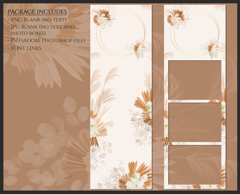 Wedding Photo Booth Template, Photobooth Boho Pampas Frame, Bridal ...
