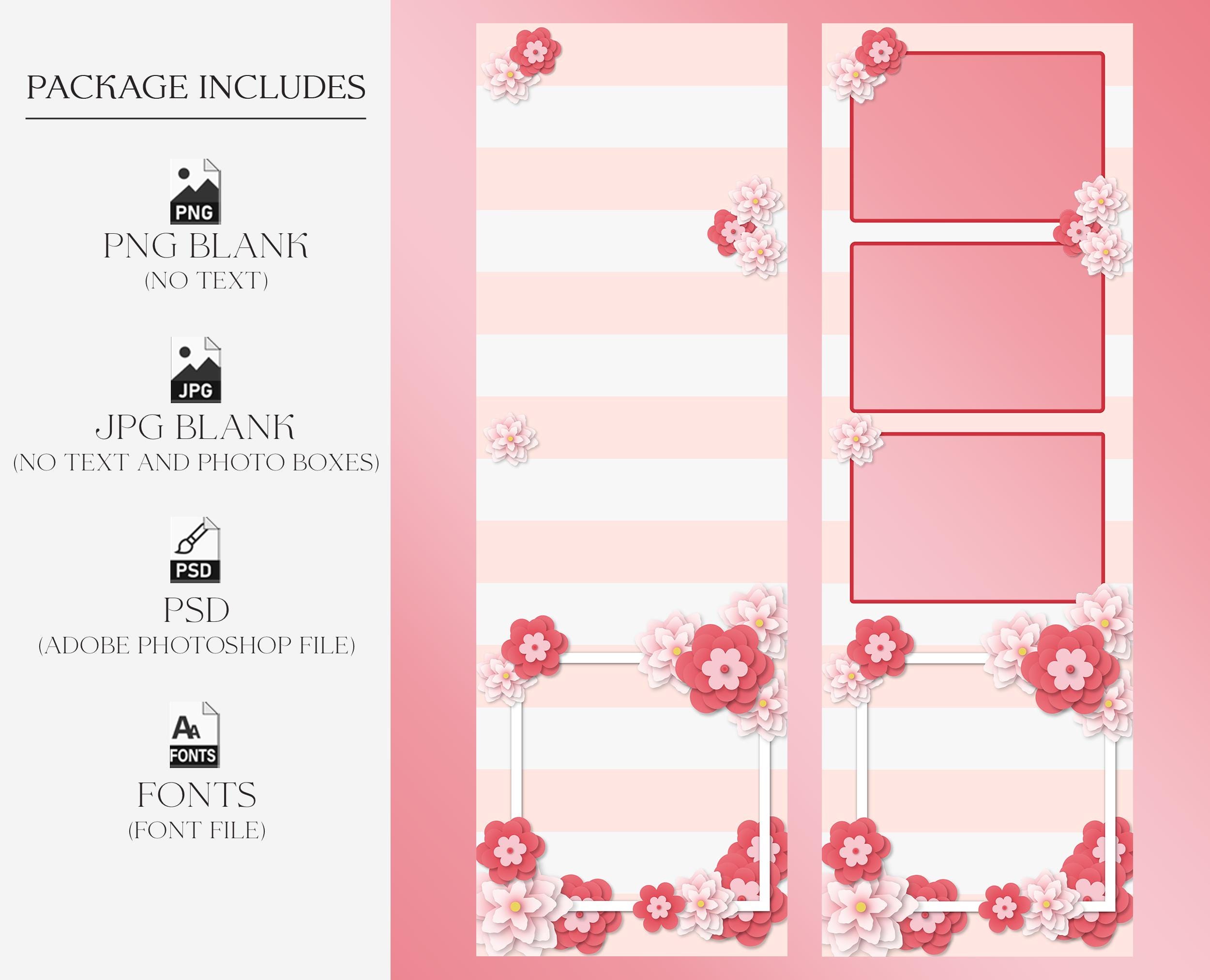 Mother’s Day Photo Booth Template 2x6 | Editable Floral Overlay PSD ...