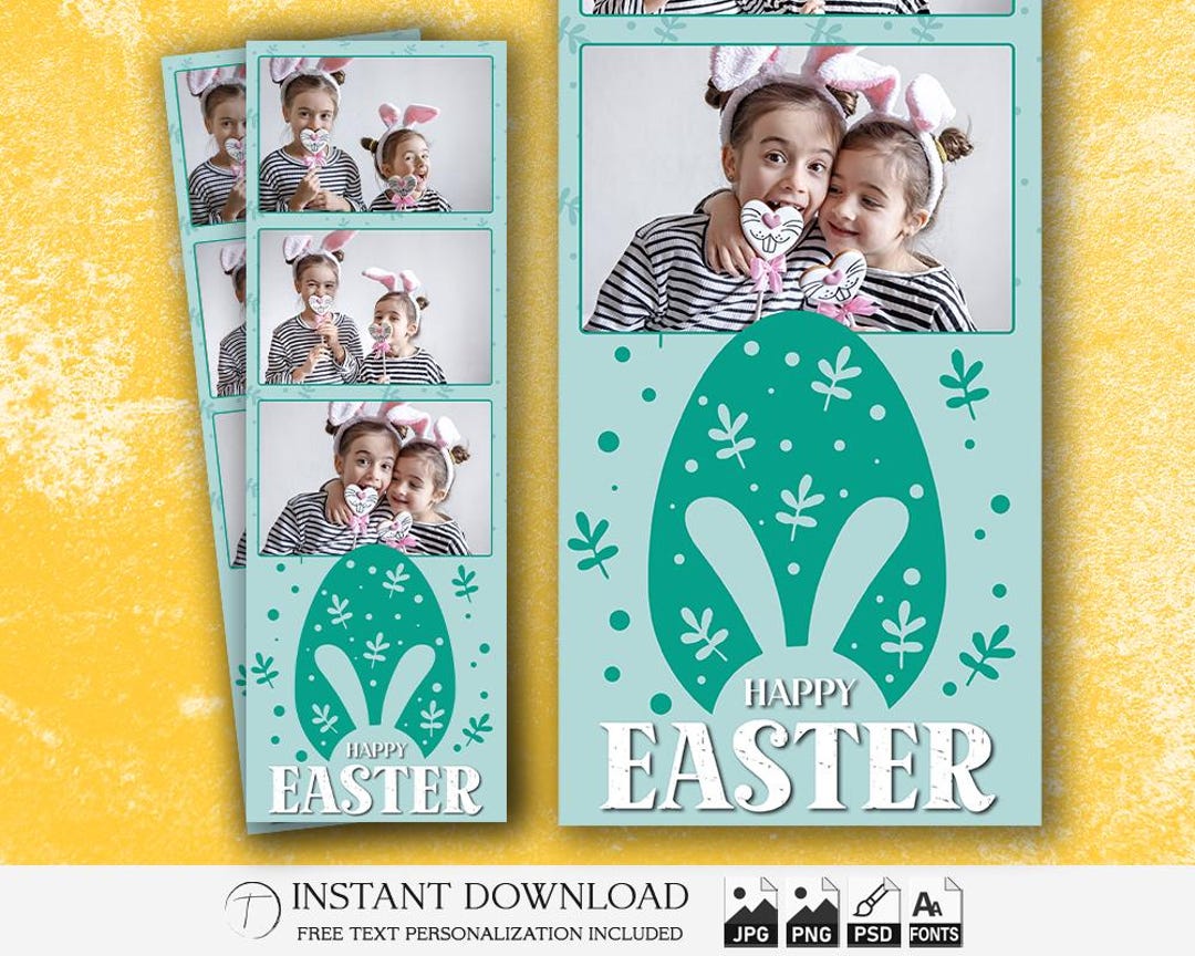 Easter Photobooth Template | Photo Booth 2x6 Spring Background | Bunny ...