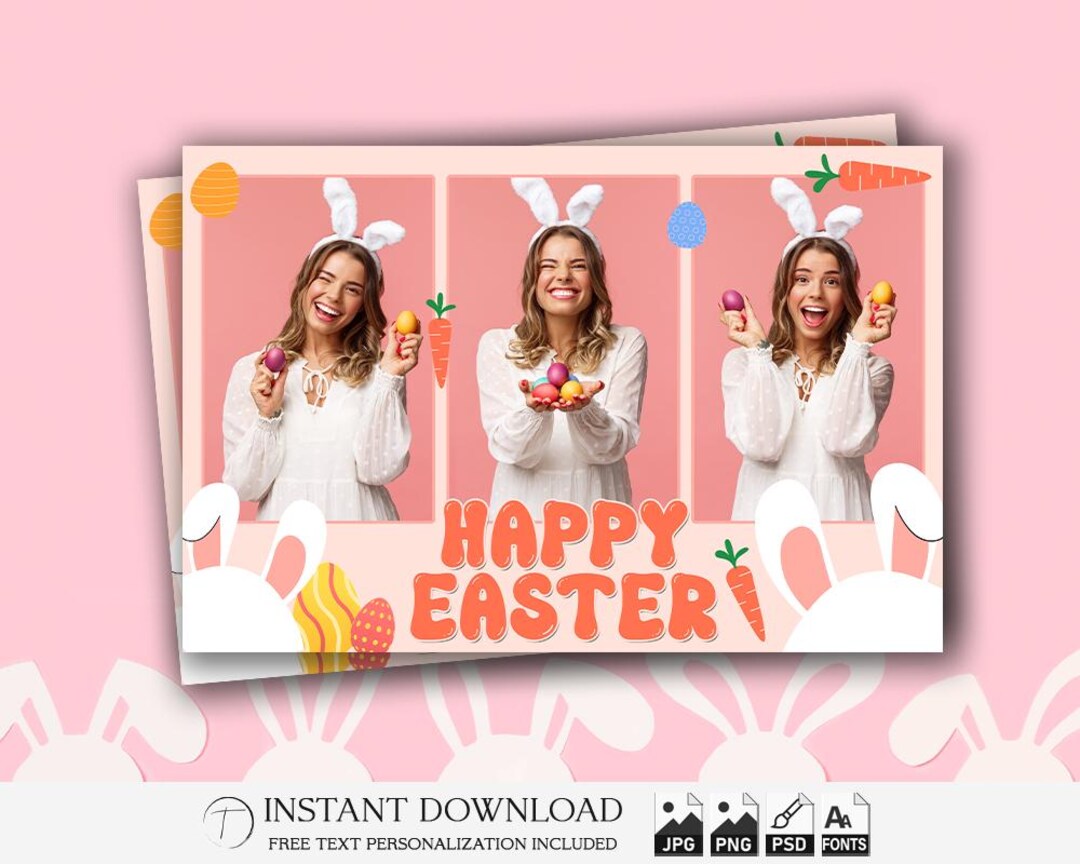 Easter Photo Booth Template 4x6 | Bunny & Eggs Photobooth Frame ...