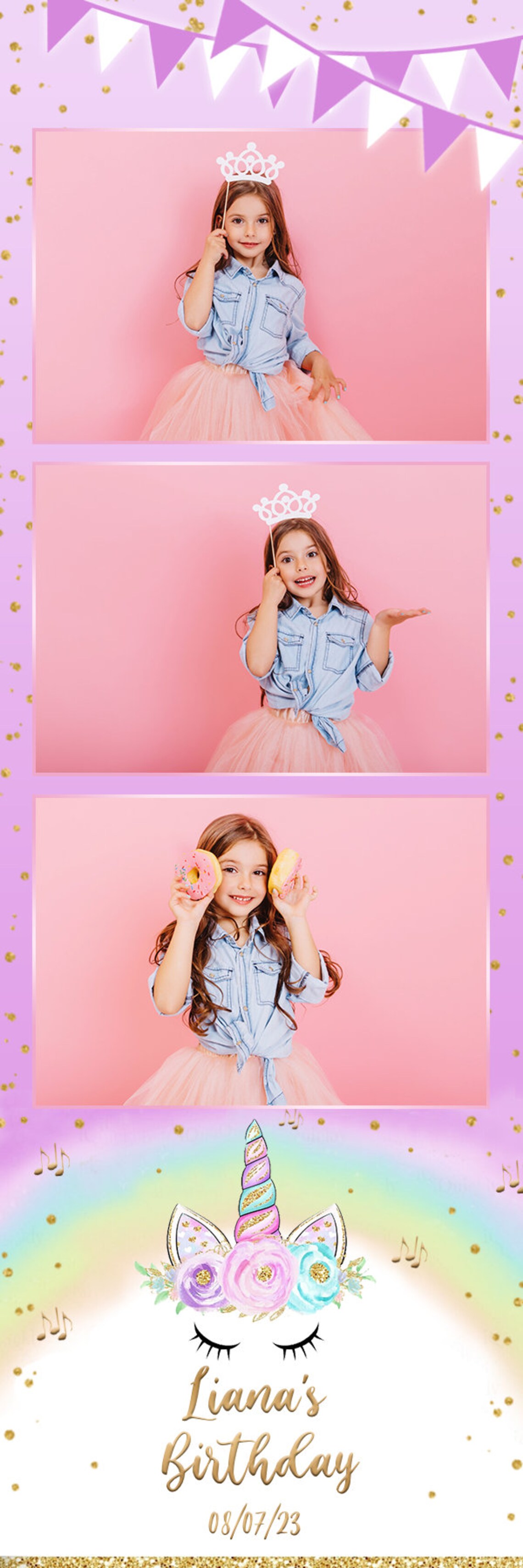 Unicorn Birthday Photo Booth Template, Photobooth Rainbow Party Frame ...