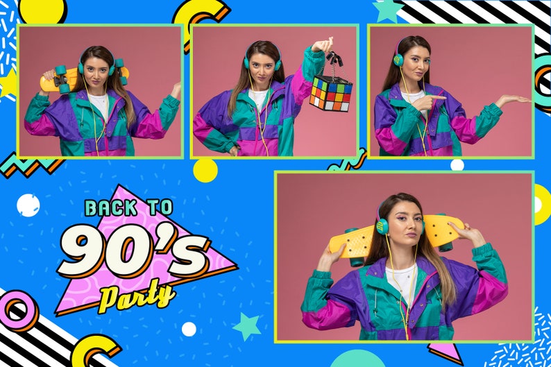 90s Photo Booth Template Photobooth 1990s Birthday Party - Etsy
