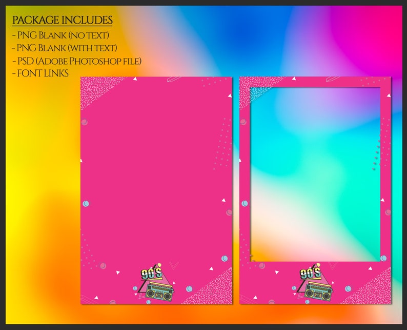 90s Photo Booth Template 4x6 | Editable Throwback Party Strip PSD ...