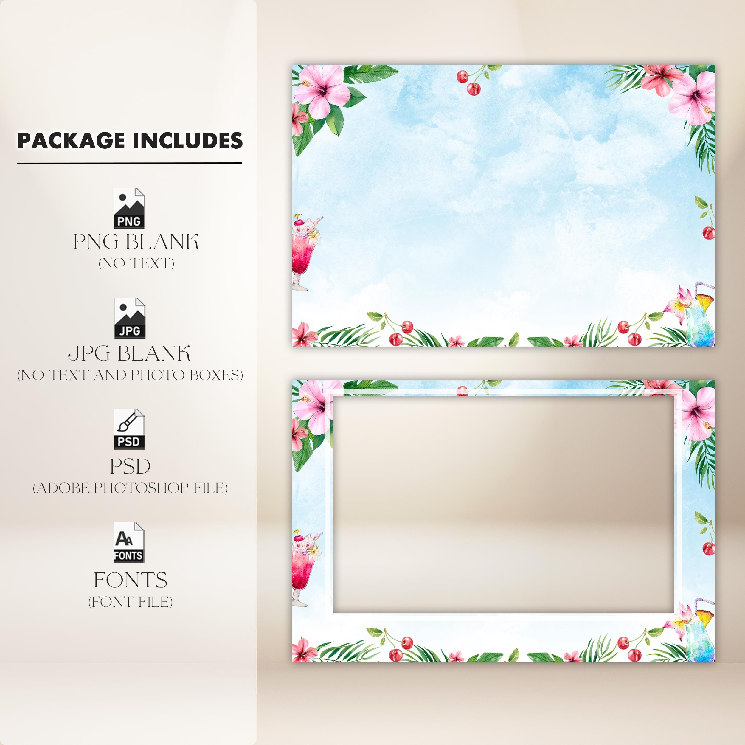 Tropical Photo Booth Template 4x6 Summer Party Photobooth Template ...