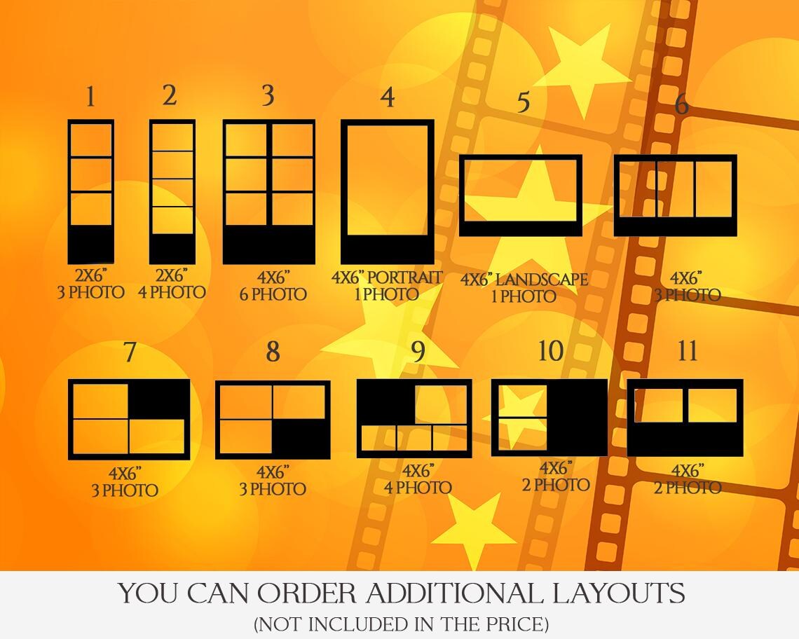 Movie Night Photo Booth Template 4x6 | Editable Film Strip Overlay PSD ...