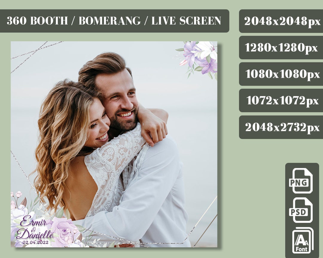 360 Photo Booth Overlay, Wedding Photobooth Frame, 2048x2048, 1072x1072 ...