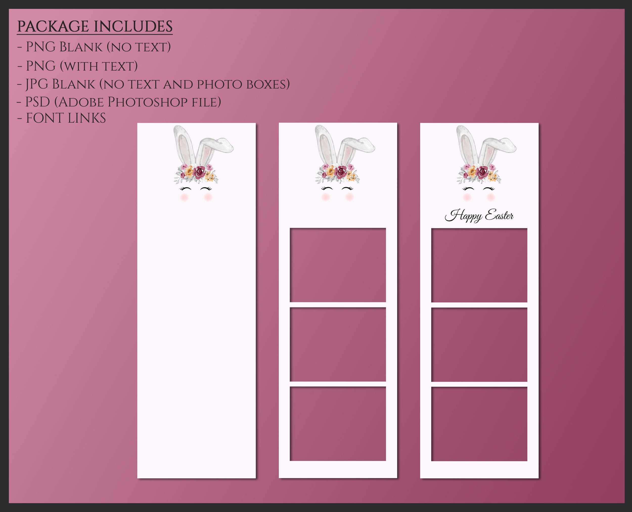 Easter Photo Booth Template, Photobooth Bunny, Eggs Frame, Love, 2x6 ...