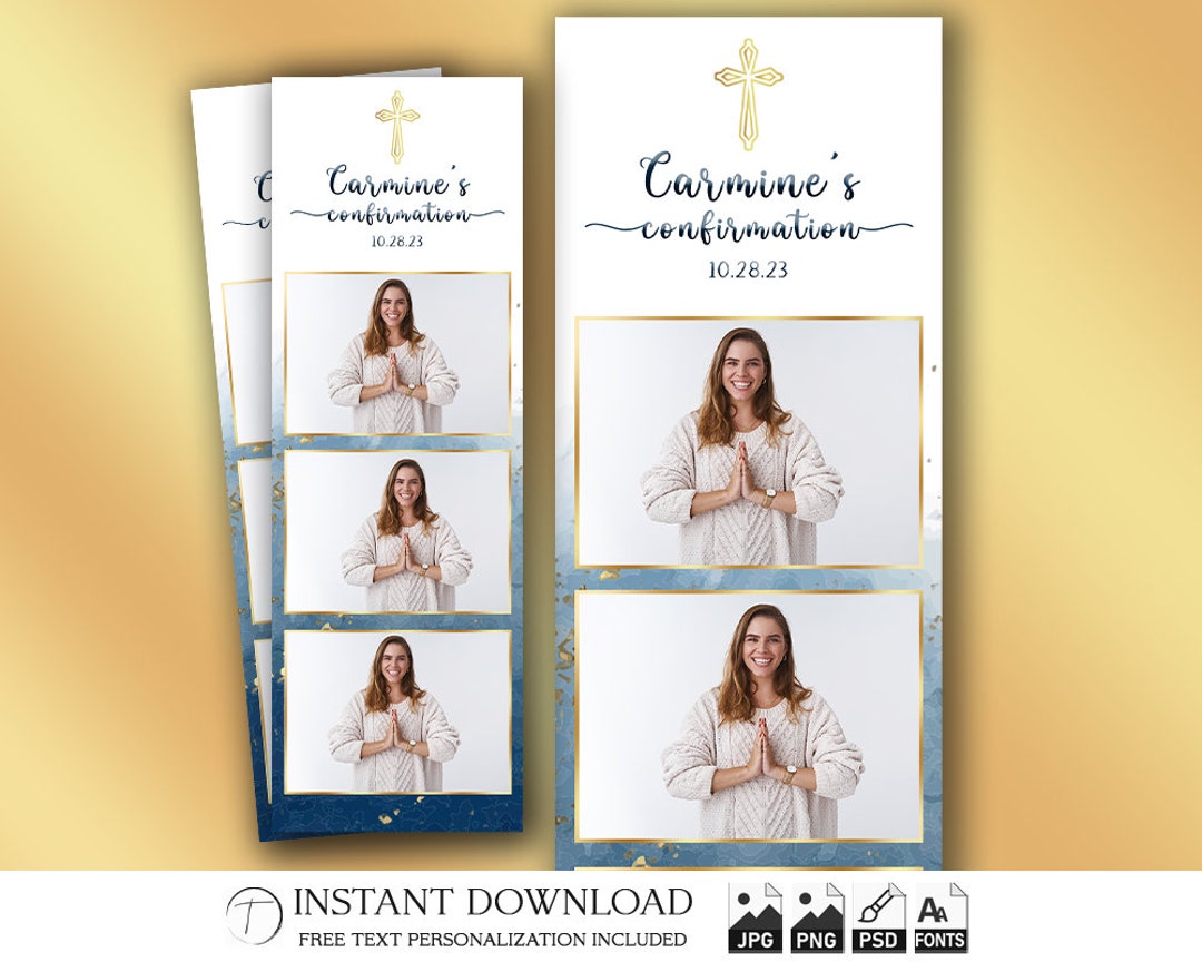 Confirmation Photo Booth Template, Photobooth Watercolor Frame, Bridal ...