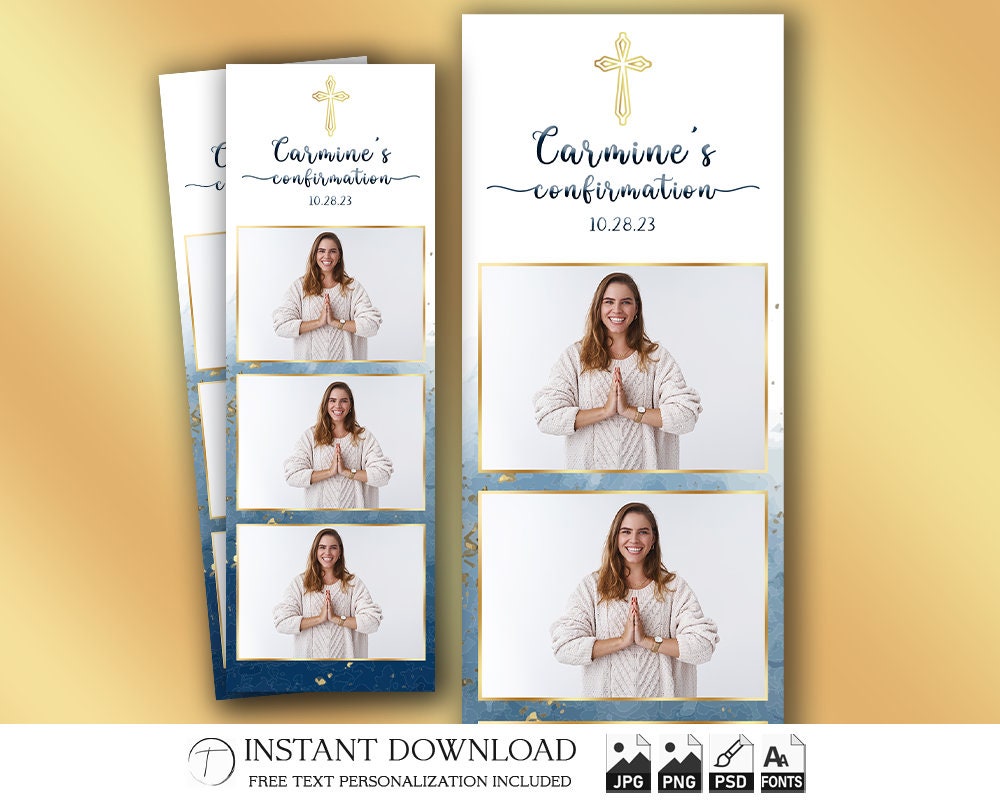 Confirmation Photo Booth Template, Photobooth Watercolor Frame, Bridal ...