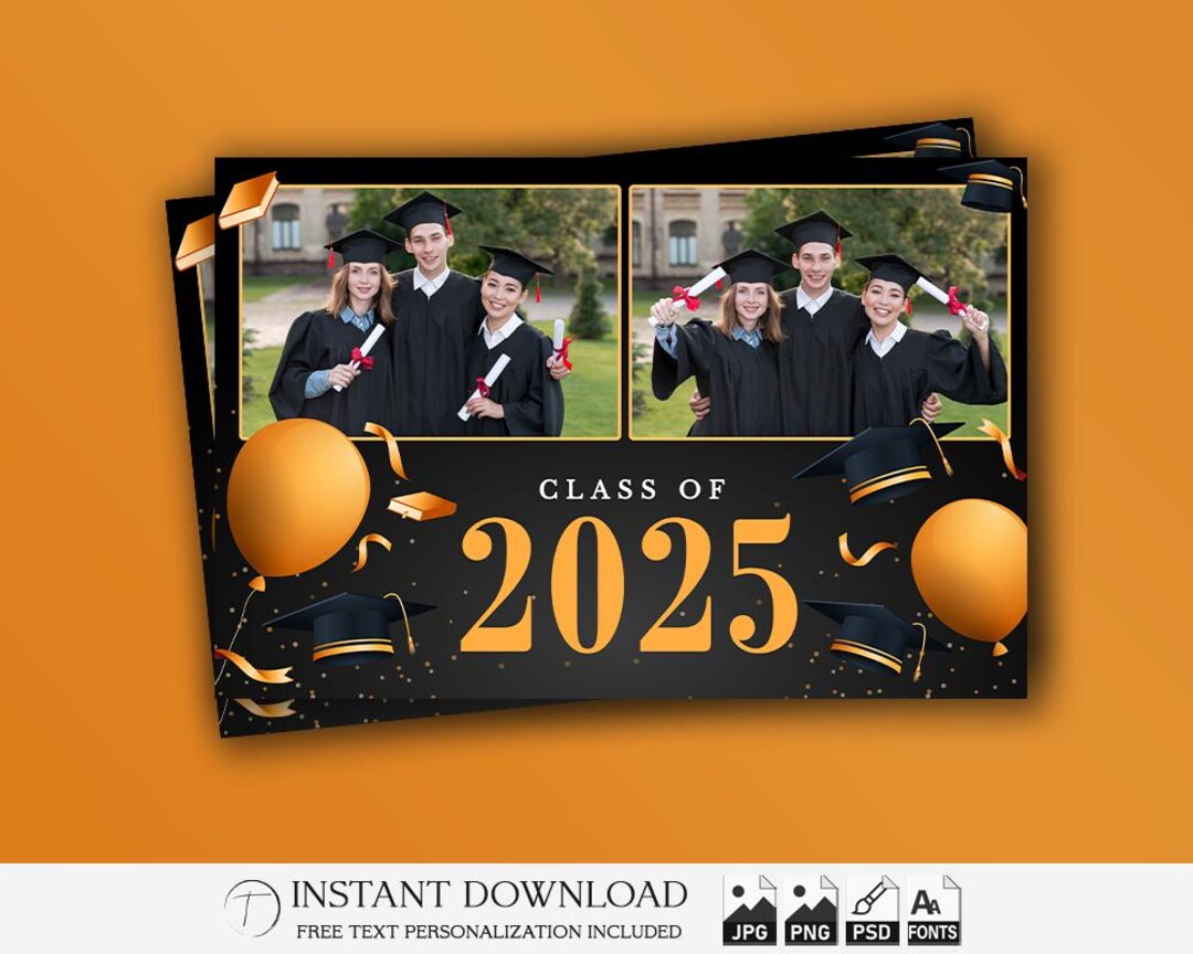 Graduation Photo Booth Template 4x6 | Editable Class of 2025 Strip PSD ...