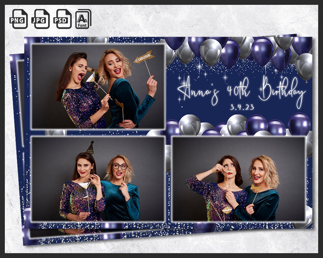 Birthday Photo Booth Template, Photobooth Balloons Frame, Bridal Shower ...