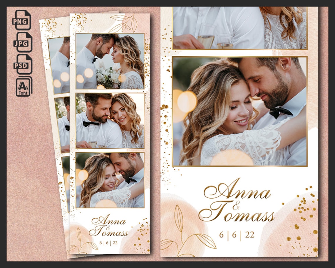 Wedding Photo Booth Template, Photobooth Boho Watercolor Frame, Bridal ...
