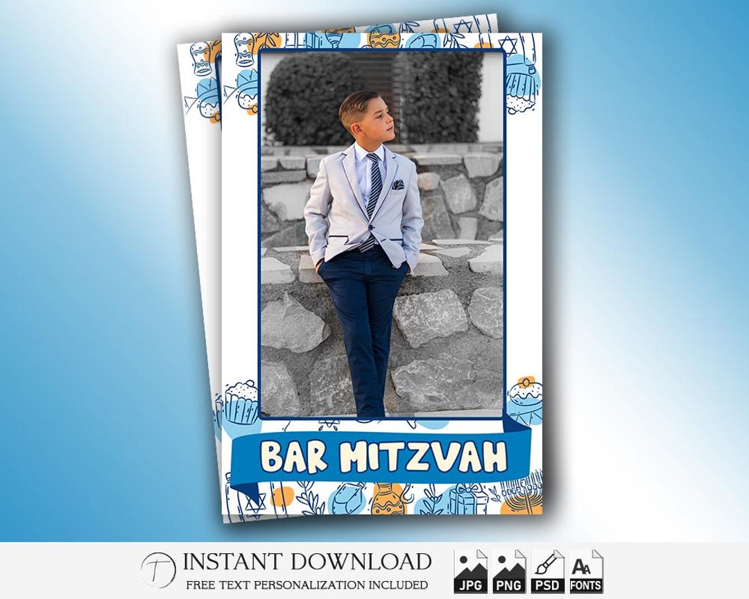 Bar Mitzvah Photo Booth Template 4x6 | Jewish Celebration Photobooth ...
