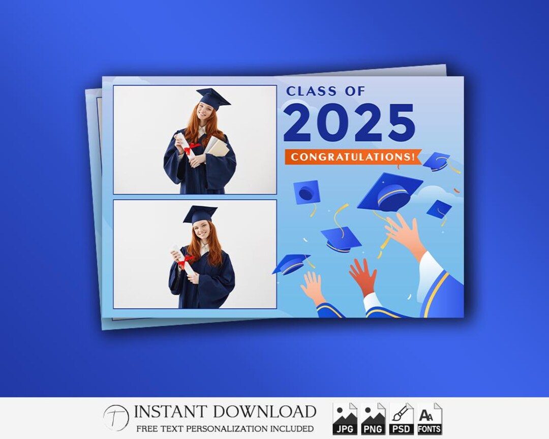 Graduation Photo Booth Template 4x6 | Editable Class of 2025 Strip PSD ...