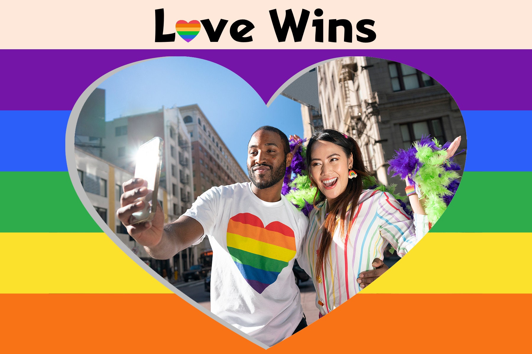 Pride Photo Booth Template 4x6 | Rainbow Love Wins Photobooth Frame ...