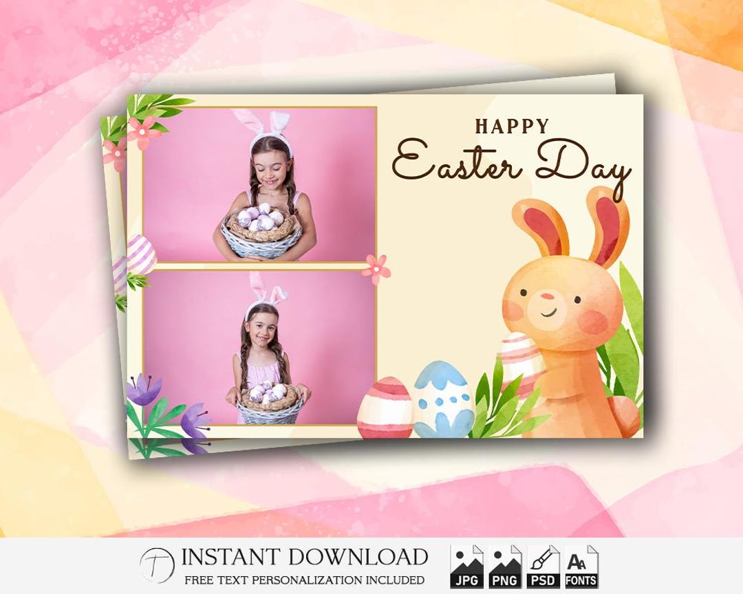 Easter Photo Booth Template 4x6 | Bunny & Eggs Photobooth Frame ...