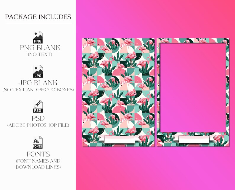 Flamingo Birthday Photo Booth Template 4x6 | Tropical Summer Party ...