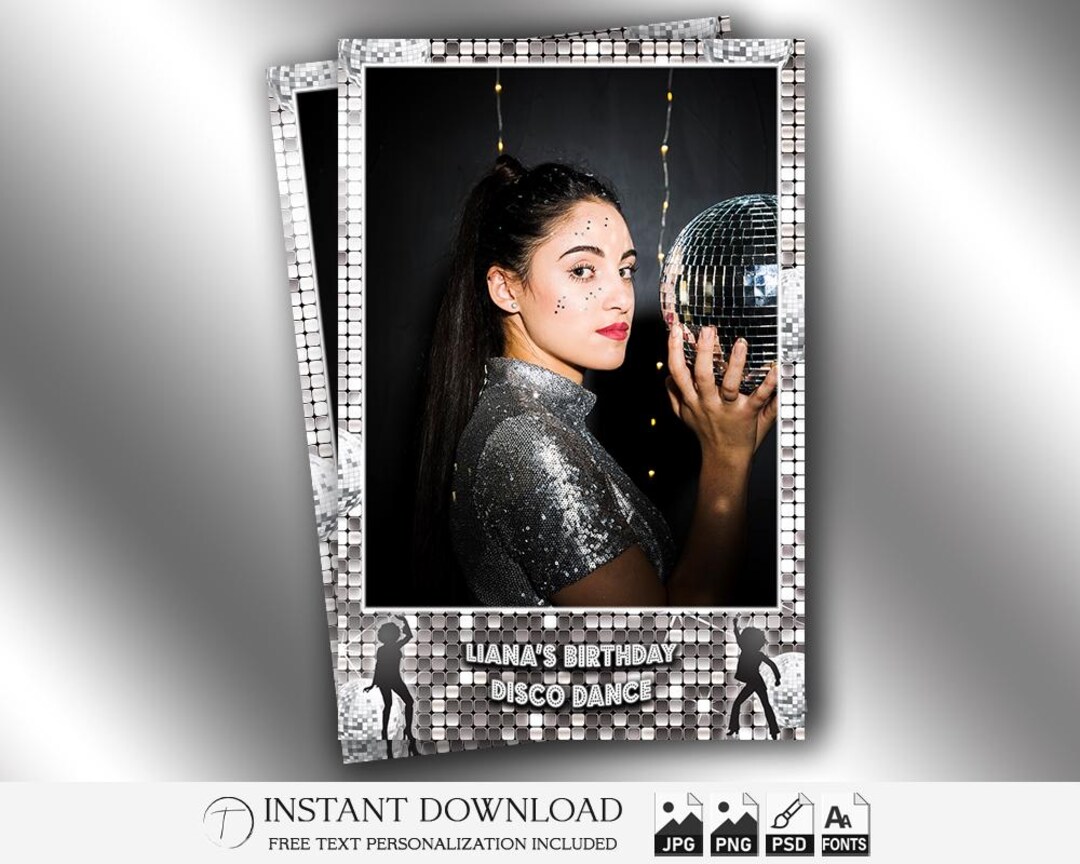 Disco Photo Booth Template | Photobooth 1980s Birthday Party Frame ...