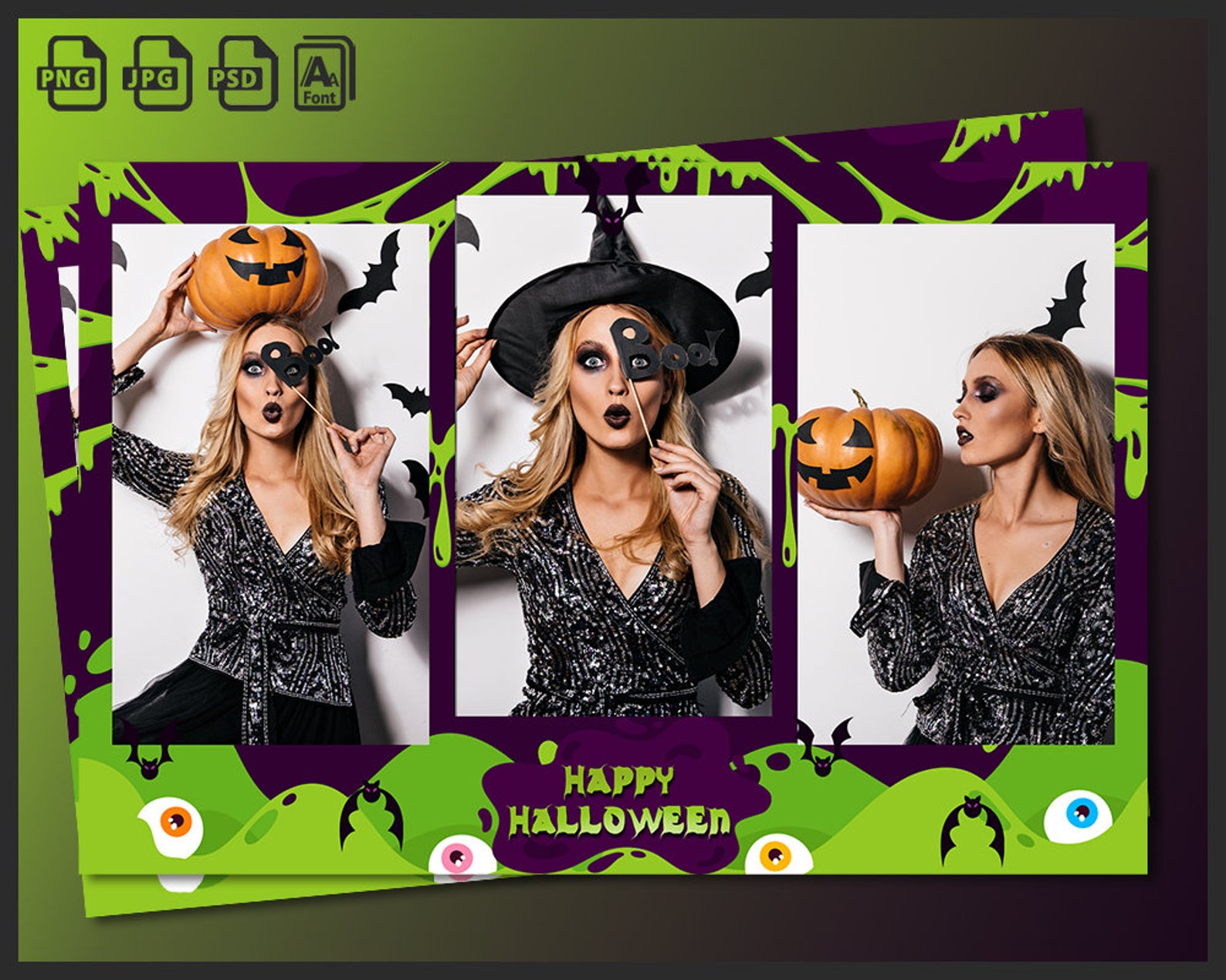Halloween Photobooth Template 4x6 | Editable Photo Booth Party Strip ...
