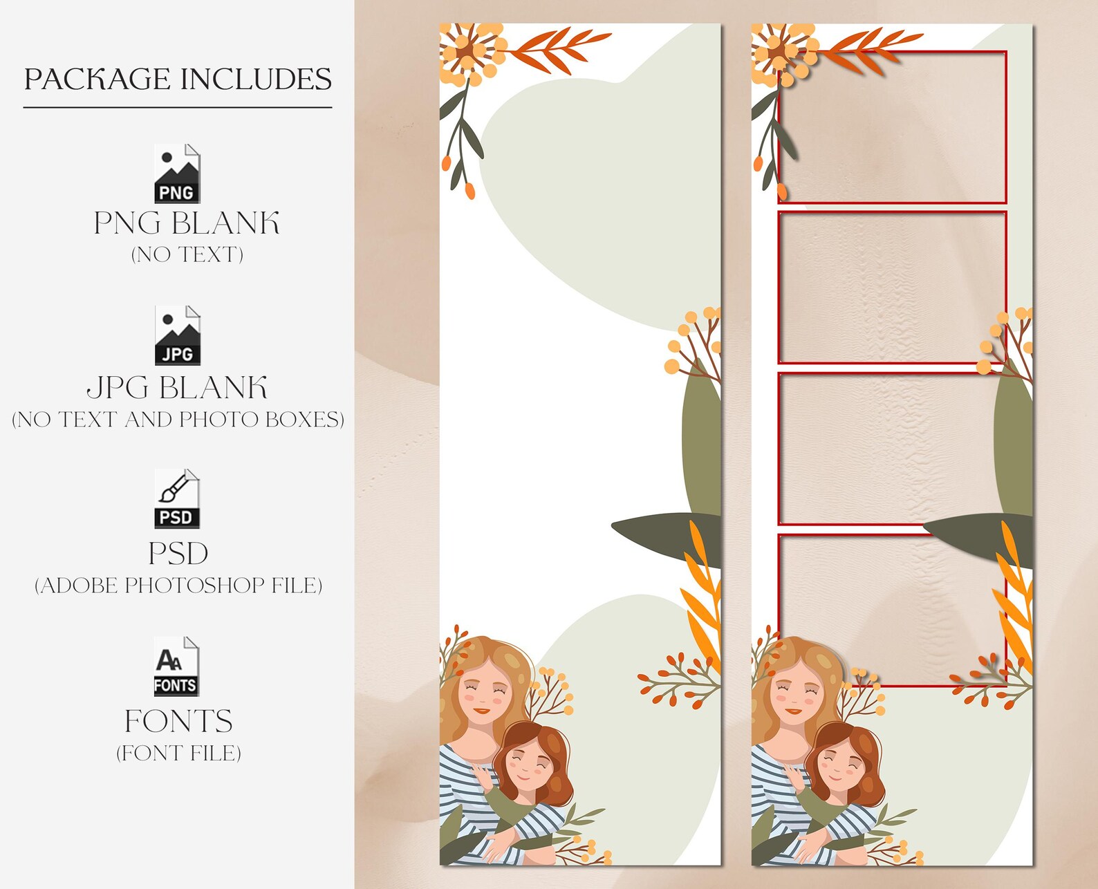 Mother’s Day Photo Booth Template 2x6 | Editable Floral Overlay PSD ...