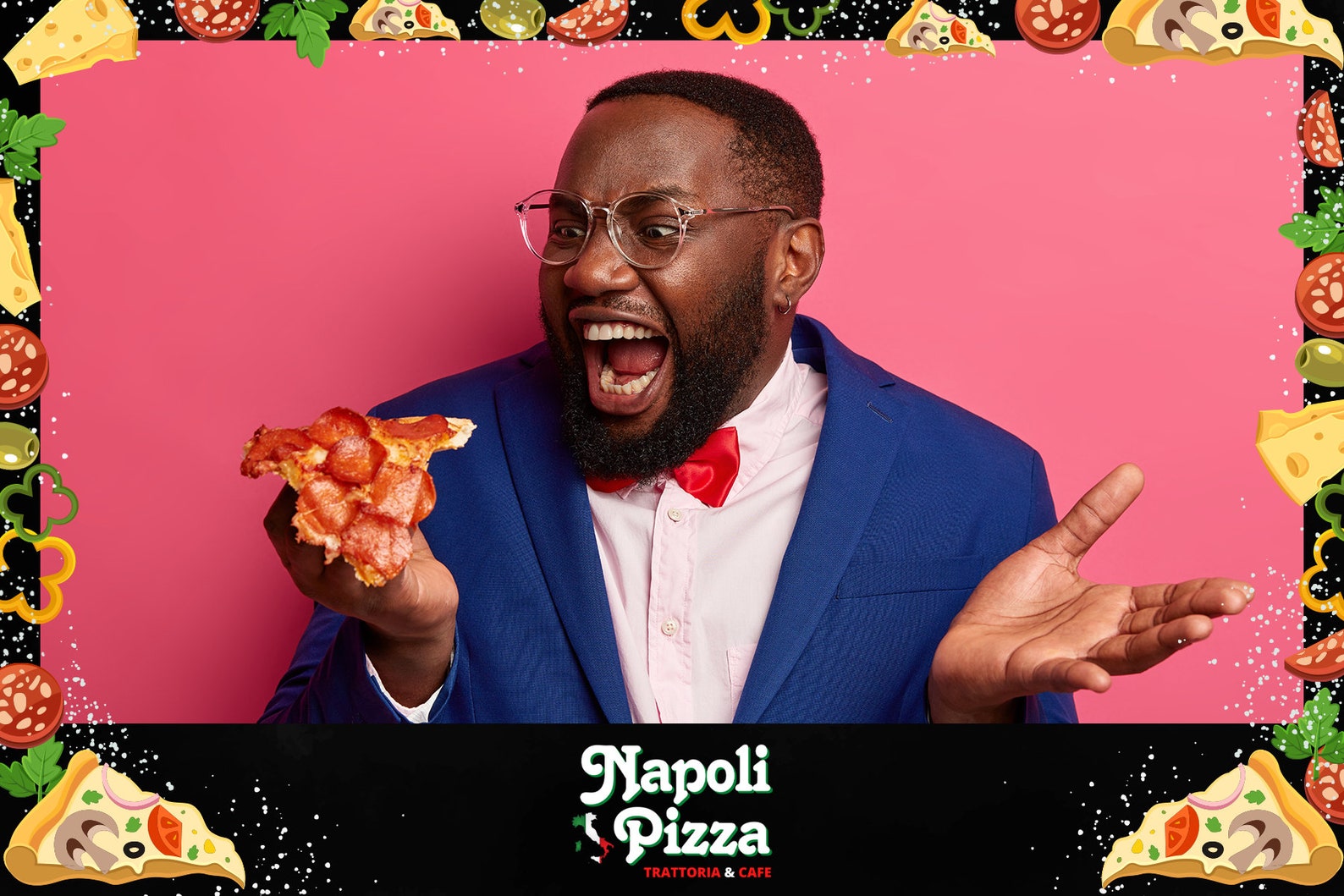 Pizza Photo Booth Template 4x6 | Pizzeria Food Party Photobooth Frame ...