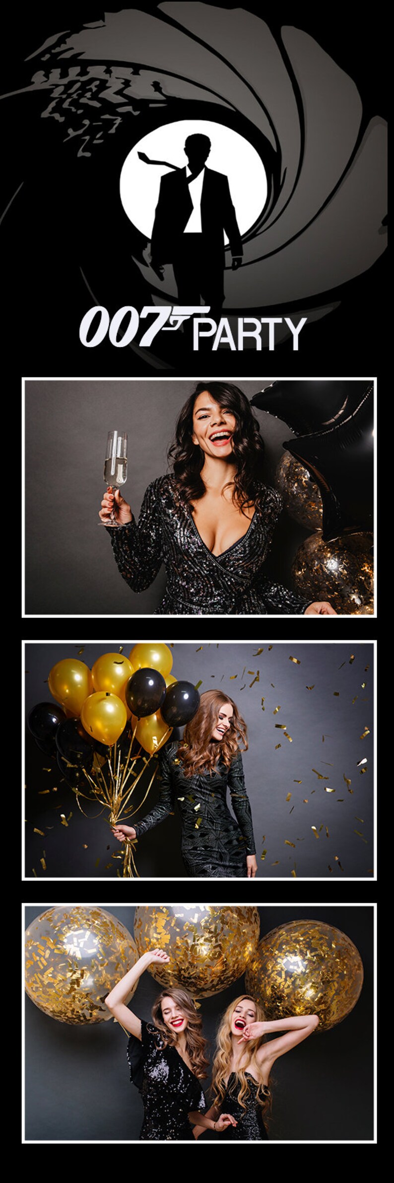 007 James Bond Photo Booth Template, Birthday Party, Theme Party, 2x6 ...