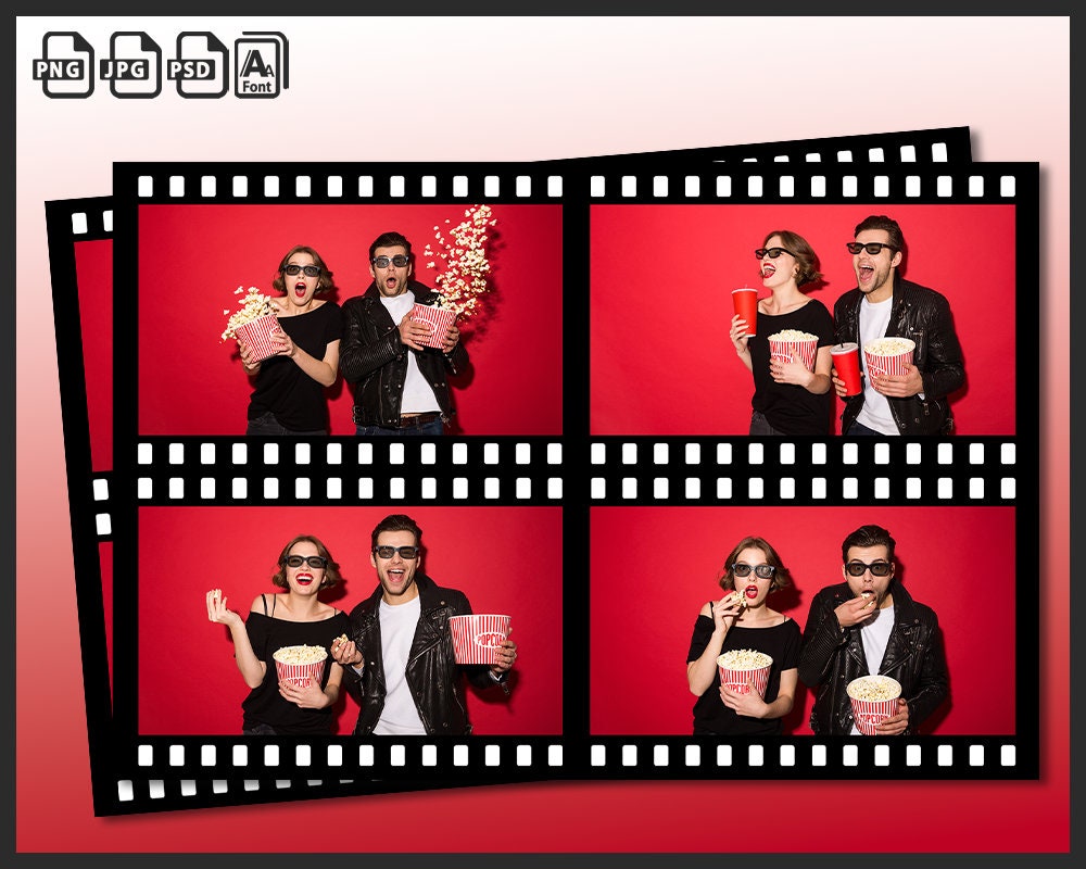 Movie Photo Booth Template, Photobooth Cinema Frame, Film Strip, 4x6 ...