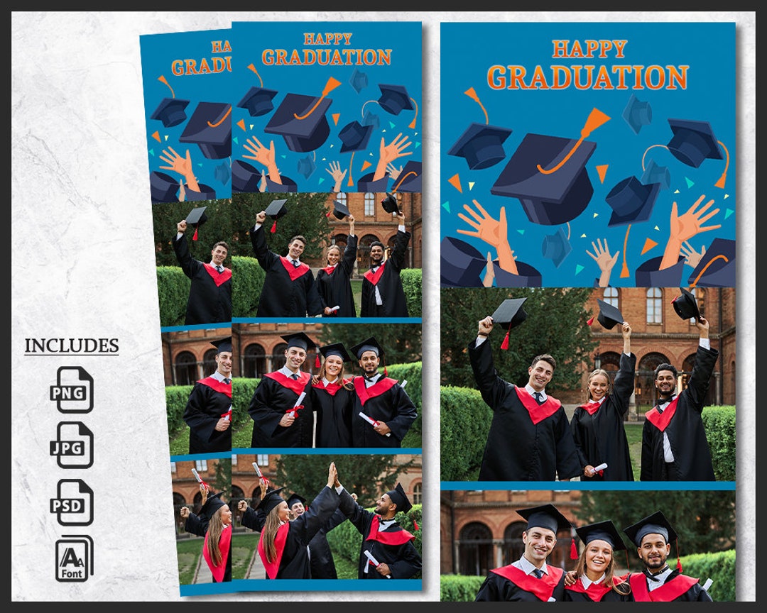 Graduation Photo Booth Template 2x6 | Editable Class of 2025 Strip PSD ...
