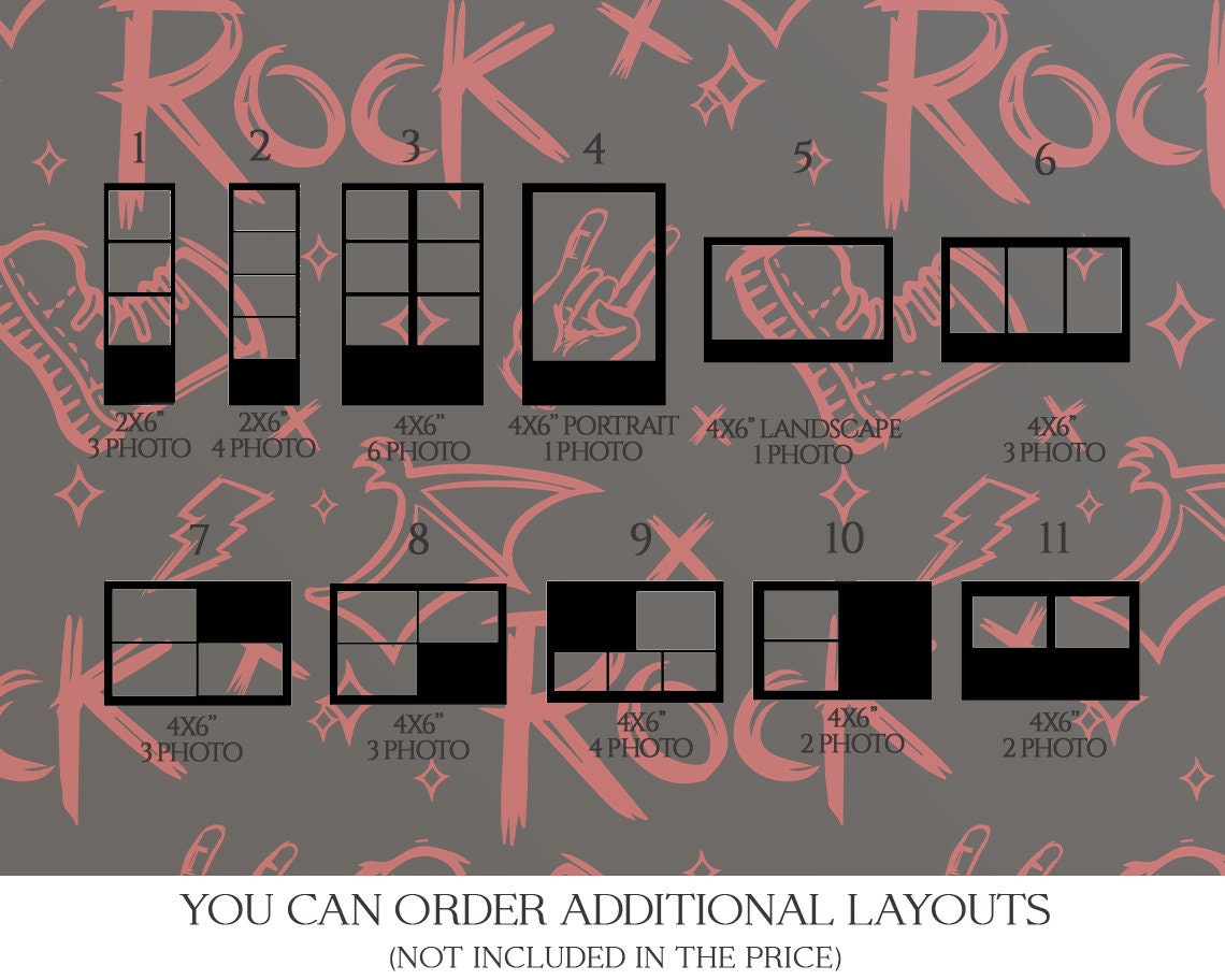 Rock and Roll Photo Booth Template 4x6 | Birthday Party Guitar ...