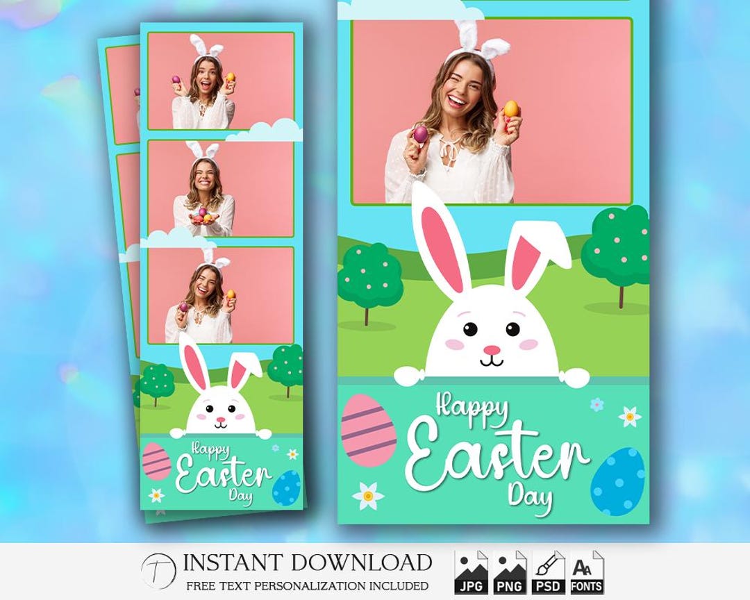 Easter Photo Booth Template 2x6 Bunny & Eggs Photobooth Frame Spring ...