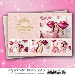 Quinceañera Photo Booth Template, Photobooth 15th Birthday Party Frame ...