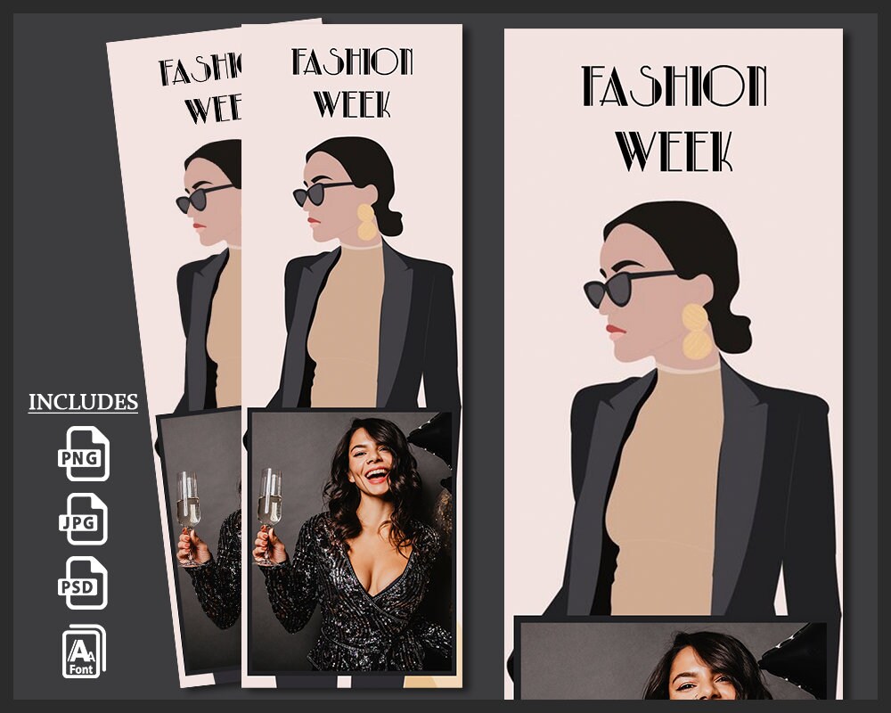 Fashion Week Photo Booth Template 2x6 | Stylish Photobooth Strip for ...