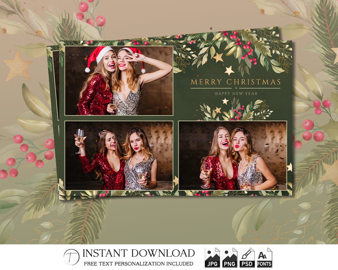 Christmas Photo Booth Template Holiday Photobooth Party Frame 4x6 ...