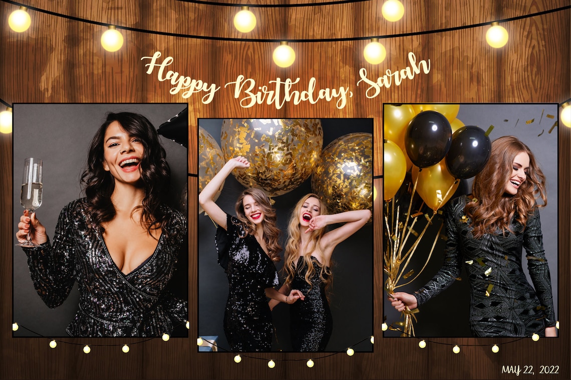 Birthday Photo Booth Template Photobooth Light Bulbs Frame - Etsy