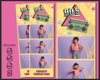 Retro Photo Booth Template 90's Photo Booth (Instant Download) - Etsy