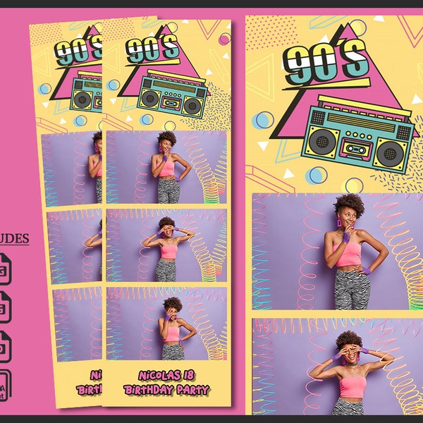 90s Theme Photo Booth Template - Etsy