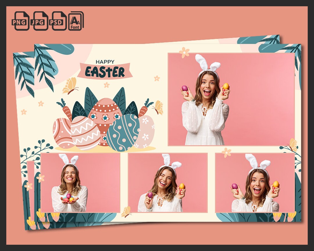 Easter Photo Booth Template 4x6 | Bunny & Eggs Photobooth Frame ...