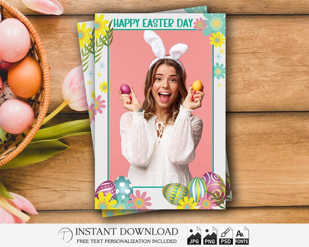 Easter Photo Booth Template 4x6 | Bunny & Eggs Photobooth Frame ...