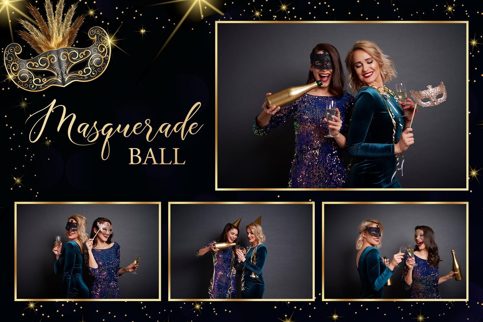 Masquerade Ball Photo Booth Template Elegant Prom Gala Party Photobooth ...