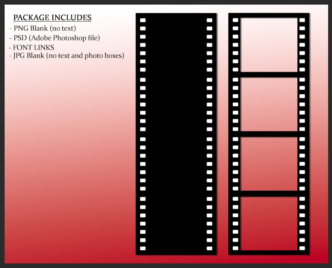 Movie Photo Booth Template, Photobooth Cinema Frame, Film Strip, 2x6 ...