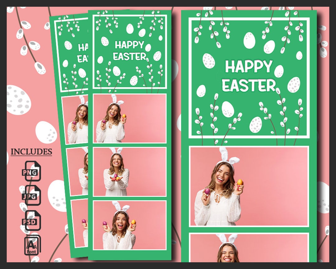 Easter Photo Booth Template 2x6 | Bunny & Eggs Photobooth Frame ...