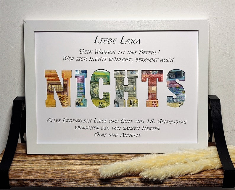 Geburtstags Geldgeschenk NICHTS Individuelles Geschenk zum Geburtstag ...