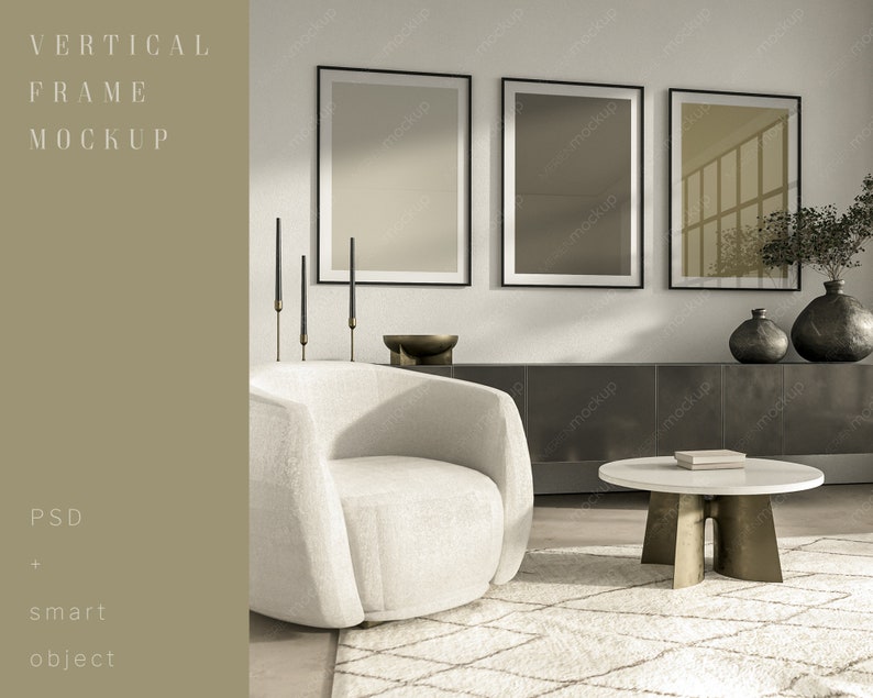 Set of 3 Frame Mockup PSD Glass Reflection Realistic Interior Mock up ...