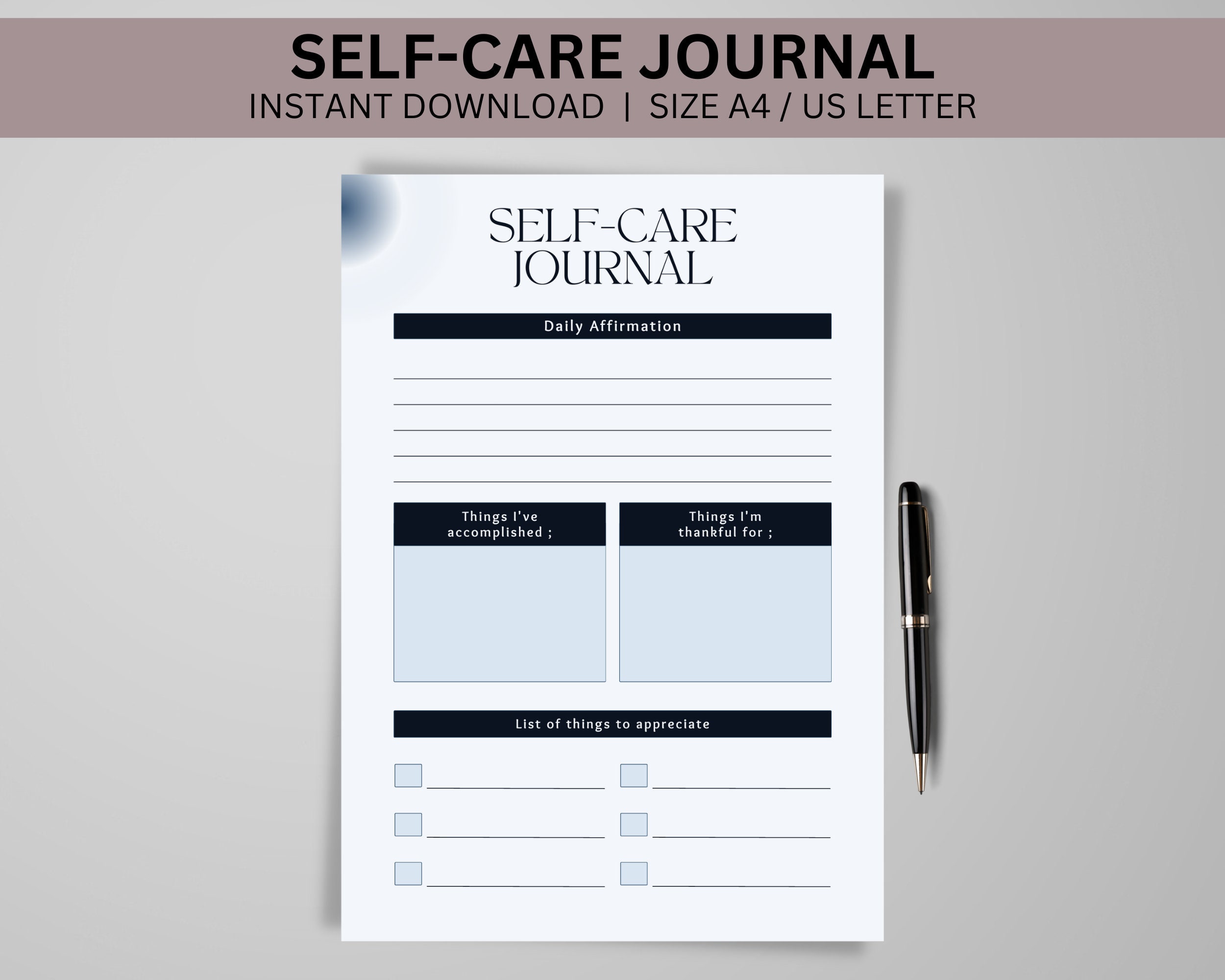 Self-care Journal Printable A4, Feelings Schedule, to Do List, Undated ...