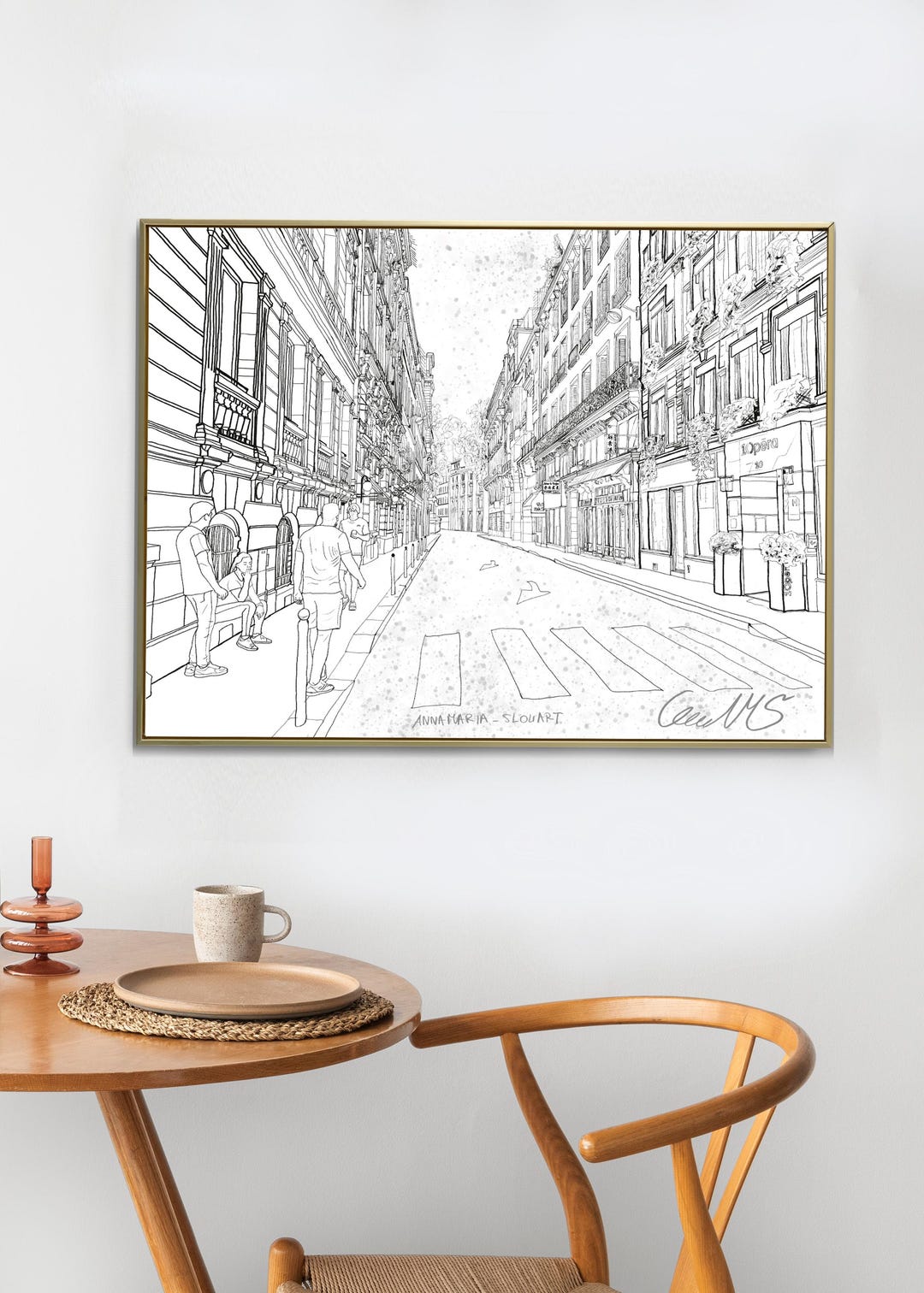 Paris Street Drawing – Black and White Architecture Line Art (digital ...